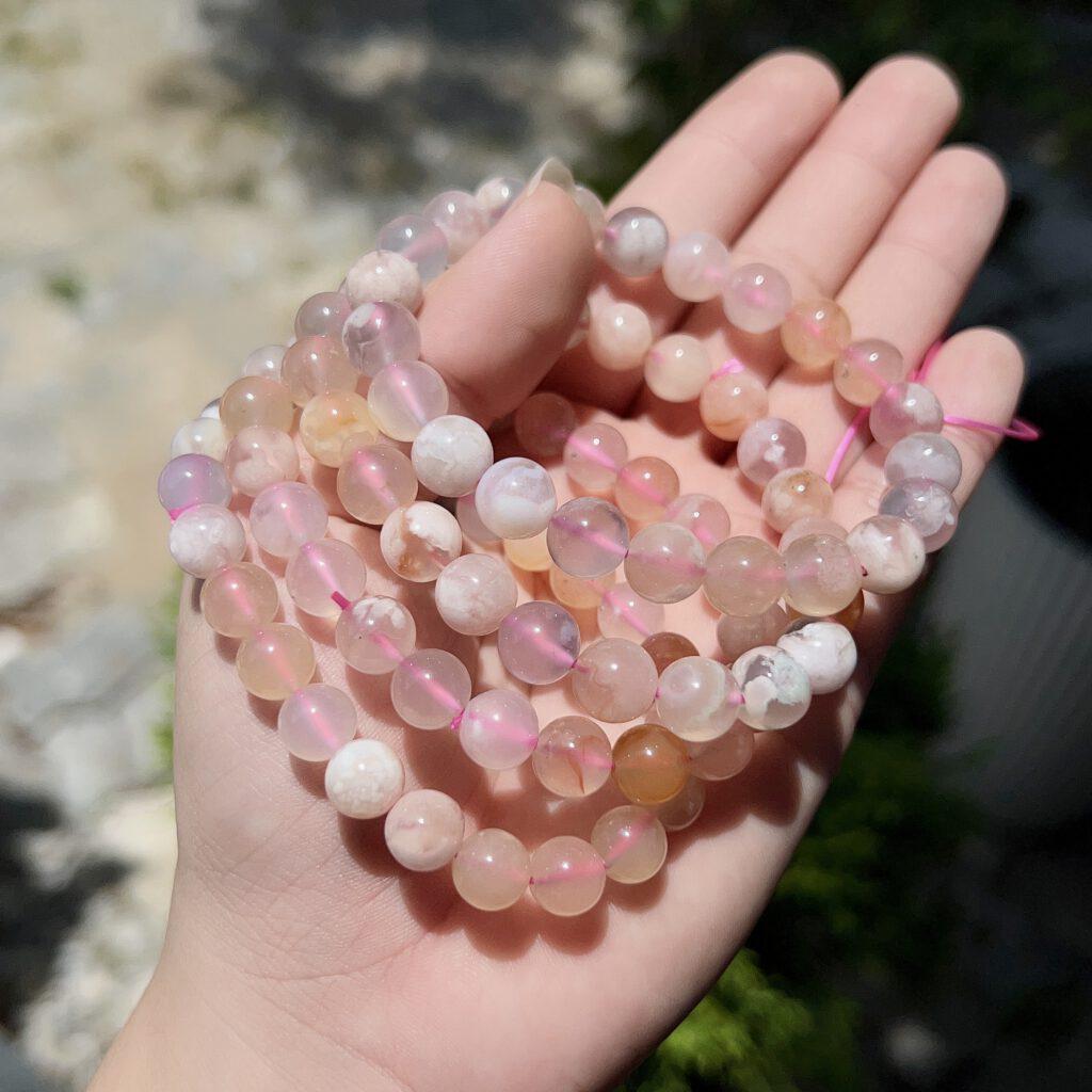 Vòng tay mã não hoa đào - Thạch Anh Stone