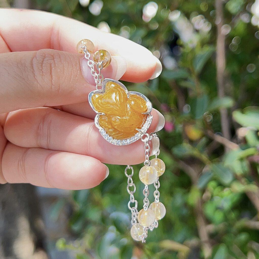 Lắc bạc voòng tay hồ ly thach anh tóc vàng - Thạch Anh Stone
