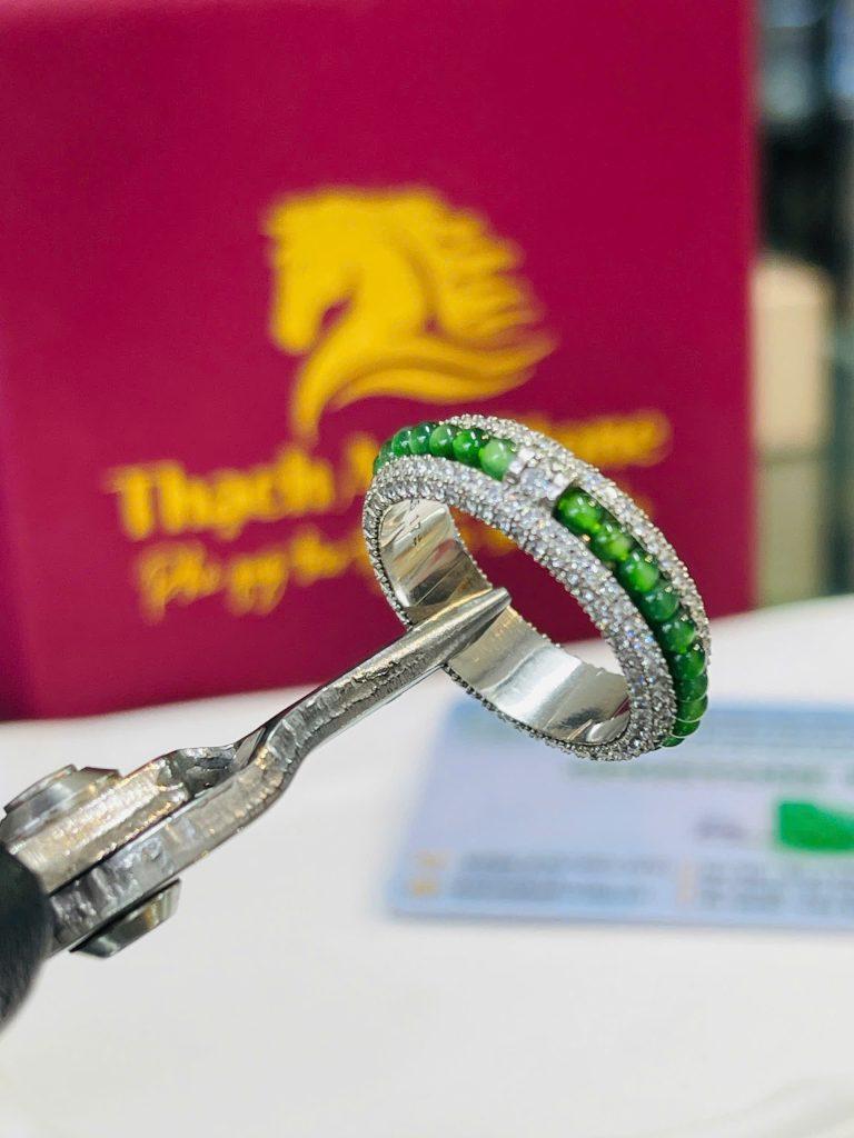 Nhẫn Ngọc phỉ thuý Lục đế Vương đính đá full_PT004 - Thạch Anh Stone